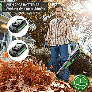 AIPER SMART Leaf Blower 20V, Electric Cordless Handheld Blower 330 CFM, Up to 26 Minutes Blowing with 2 Li-on Battery-Powered, Lightweight & Powerful for Yard, Sidewalk, Driveway, Garden Cleaning