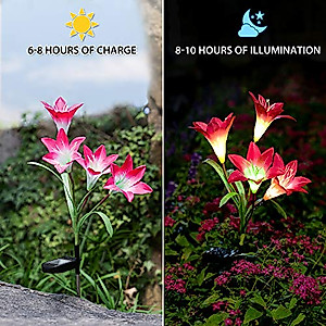 GIGALUMI Mother's Day Gifts, Solar Outdoor Flower Lights, 4 Pack Waterproof Solar Garden Light, Color-Changing Outdoor Light, Solar Lily Flower, Unique Gifts for Dear Mother from Daughter, Son