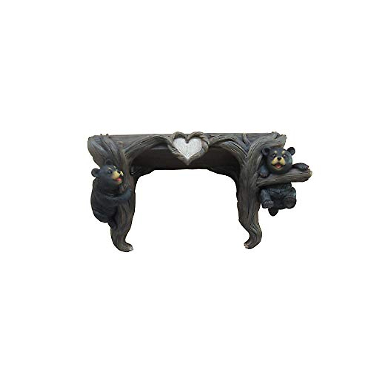 DWK "Wood Love to Hang Out Black Bear Cubs in Tree | Rustic Cabin Décor Floating Shelf | Black Bear Welcome Outdoor Décor | Wall Art | Black Bear Welcome Statue 13.5-inch