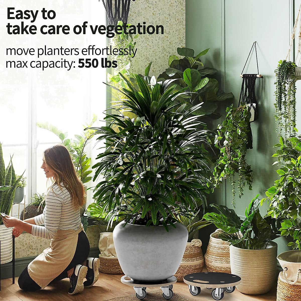 Wood Platform Dolly 4 Wheels Heavy Duty Furniture Mover Dolly 550 Lbs Capacity (2)