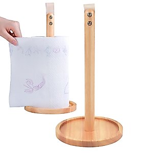 Wood Paper Towel Holder Countertop, Paper Towel Standing Paper Towel Organizer Roll Dispenser for Kitchen, Dorm, Dining Table, Countertop, 1 Pack