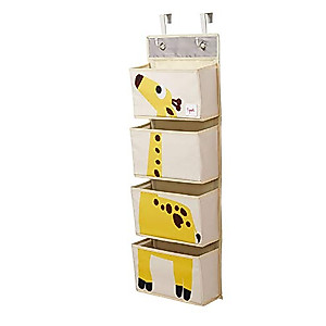 3 Sprouts Over The Door Baby Organizer - Essential Newborn Nursery Storage, Toy Organizer for Room and Closet - Bedroom Storage - Hooks Included, Giraffe