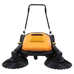 InSyoForeverEC Walk-Behind Outdoor Sweeper, Hand Push Floor Sweeper, Pavement Sweeping Cleaning Tool, with 14.53 gal Waste Container, Sweeps 39611ft²/h, 41.34 inch Sweeping Width