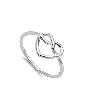 Women's Heart Infinity Knot Classic Ring New 925 Sterling Silver Band Size 10