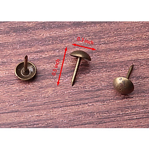 Sowaka 100 Pcs Antique Upholstery Nails Bronze Decorative Furniture Pins Kits Thumb Tacks Push Pins for Furniture Sofa Decorative Brass Nail Pins