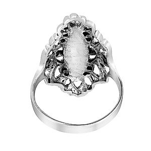 AeraVida Heart Filigree Oval Abalone Shell .925 Sterling Silver Ring