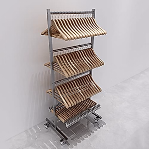 Clothing Hanger Storage System, Stainless Steel Hanger Storage Rack Holder with Hanger Bars, Retail Store Hanger Organizer Stacker, Hanger Rack Stand for Dress Hangers /Skirt Hangers/Pant Hangers