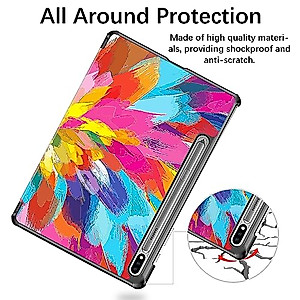 Berkin Arts Samsung Galaxy Compatible with Tab S8/S7 Case 11 Inch Model SM-X700/X706/T870/T875/T878Tri-Fold Stand Cover Cloisonnism Vibrant Expressive Colorful Energetic Brush
