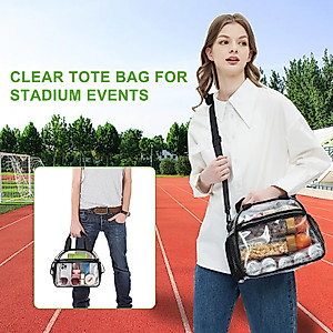Busiuw Clear Bag for Stadium Events 12×6×12 Clear Tote Bag Lunch Bag with Reinforced Straps for Stadium Work Travel and Sporting Events
