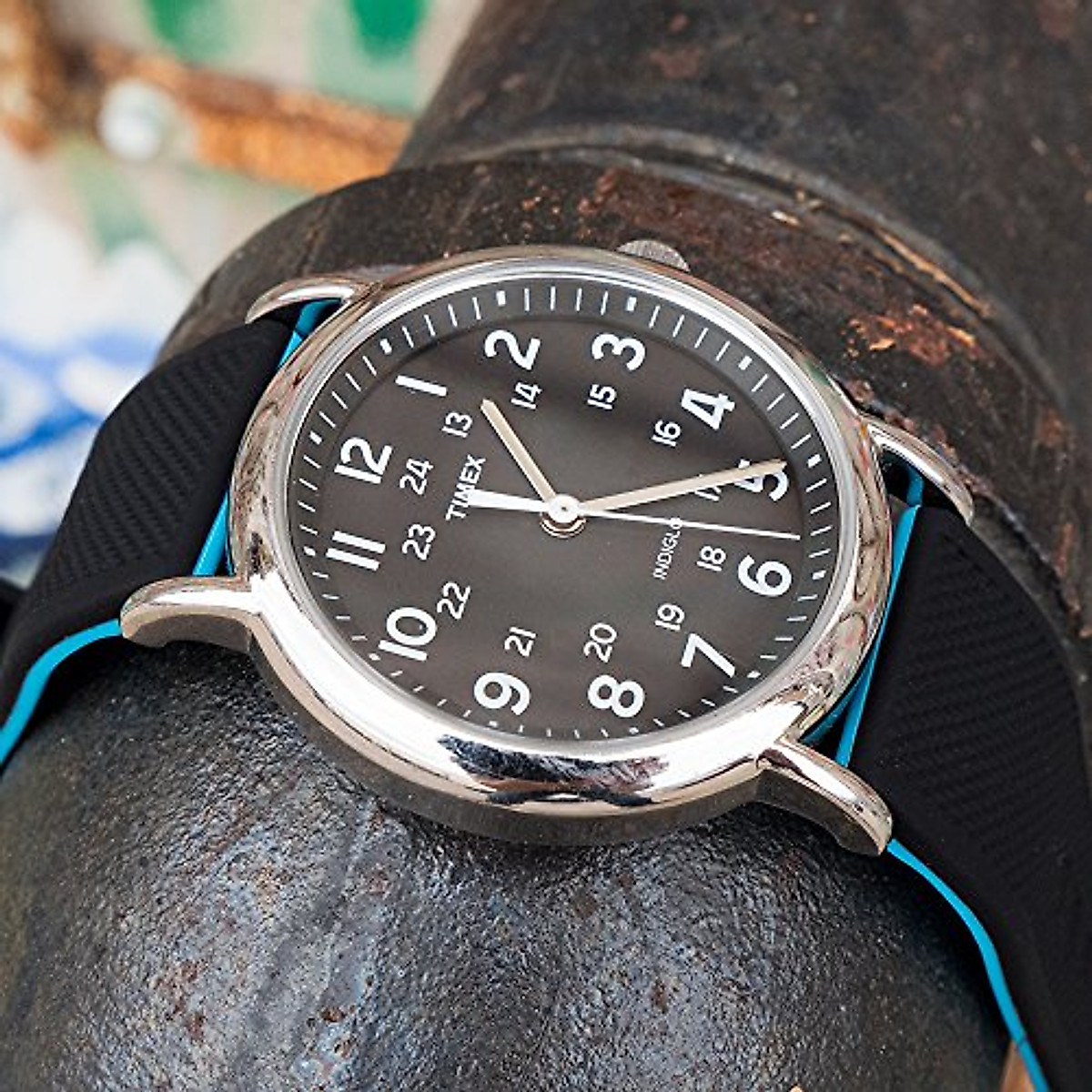 BARTON WATCH BANDS Quick Release Elite Silicone Watch Bands, Black Top/Aqua Blue Bottom, 20mm