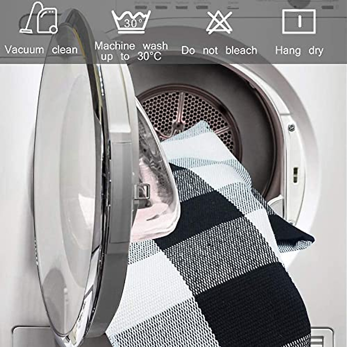 Carvapet Buffalo Checkered Area Rug Black White Checkered Carpet Buffalo Plaid Rugs 36x51 Inch Runner Indoor and Outdoor Welcome Doormat for Entryway,Porch, Kitchen, Bathroom