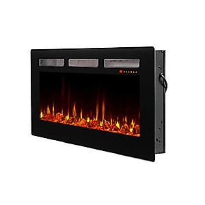 Dimplex Sierra 48" Wall-Mounted/Tabletop/Built-in Electric Linear Fireplace (Model: SIL48), 4777 BTU, 120 Volt, 1400 Watt, Black
