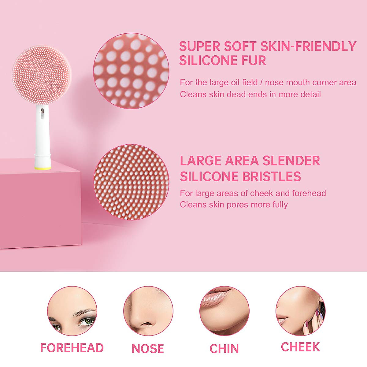 VINFANY Facial Cleansing Brush - Compatible with Oral B Bruan Electric Toothbrush Bases Toothbrush for Deep Cleansing, Gentle Exfoliating, Removing Blackhead, Massaging