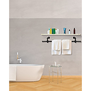 MUZIK 45 Inch Industrial Pipe Clothes Rack, Heavy Duty Wall Mounted Garment Rack, Multi-Purpose Hanging Rod For Closet Bathroom Cabinet Boutique Clothing Store Hanging Clothes