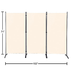 102x71'', 3 Panel Room Divider, Folding Privacy Screen for Home, Dorm, Office, Partition Room Dividers Separators, Freestanding Room Divider Screen Fabric Panel (Grey, 3 Panel)