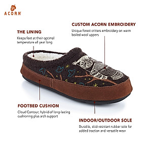 Acorn Women's Slipper with Berber Lining, Suede Siding and Durable Non-Slip Indoor/Outdoor Sole, Chocolate, 8-9