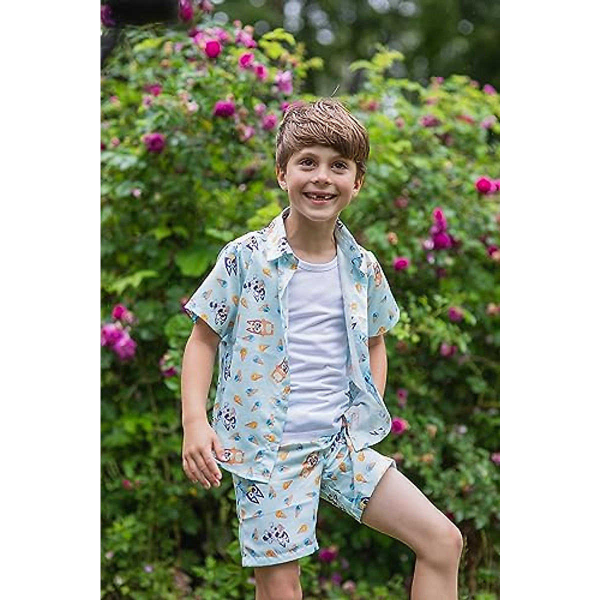 Bluey Bingo Toddler Boys Hawaiian Button Down Shirt and Shorts 3T