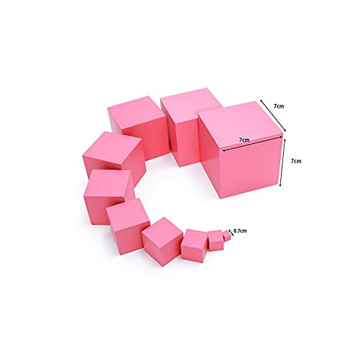 Adena Montessori Wonderfully Sensorial Teaching Toys for Children 2 3 Years Old - Montessori Small Pink Tower 0.7-7cm