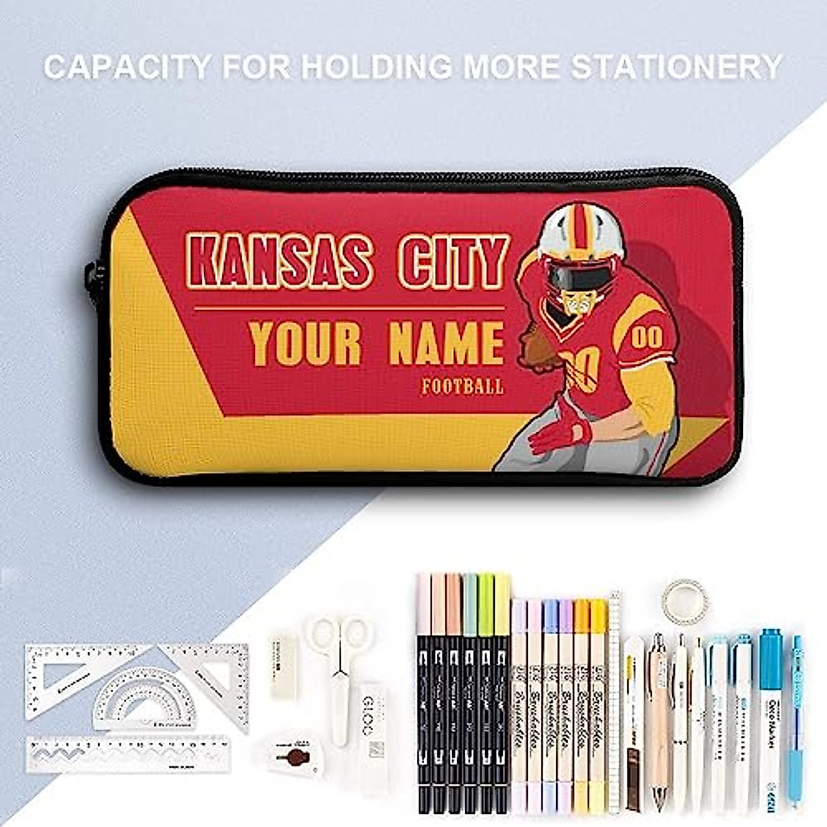 Quzeoxb Kansas City Custom Backpack 3pcs Bag Set Laptop Bag Personalized Name Number Lunch Box and Pencil Case Men Women Fan Gifts