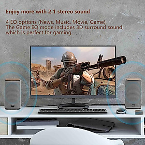 KEiiD 2.1 Bluetooth Computer Speakers with Wireless Subwoofer and Wireless Touchpad Control for Desktop Laptop PC Stereo Gaming Speakers, 4 EQ Modes, Aesthetic Style, 2025 New Model