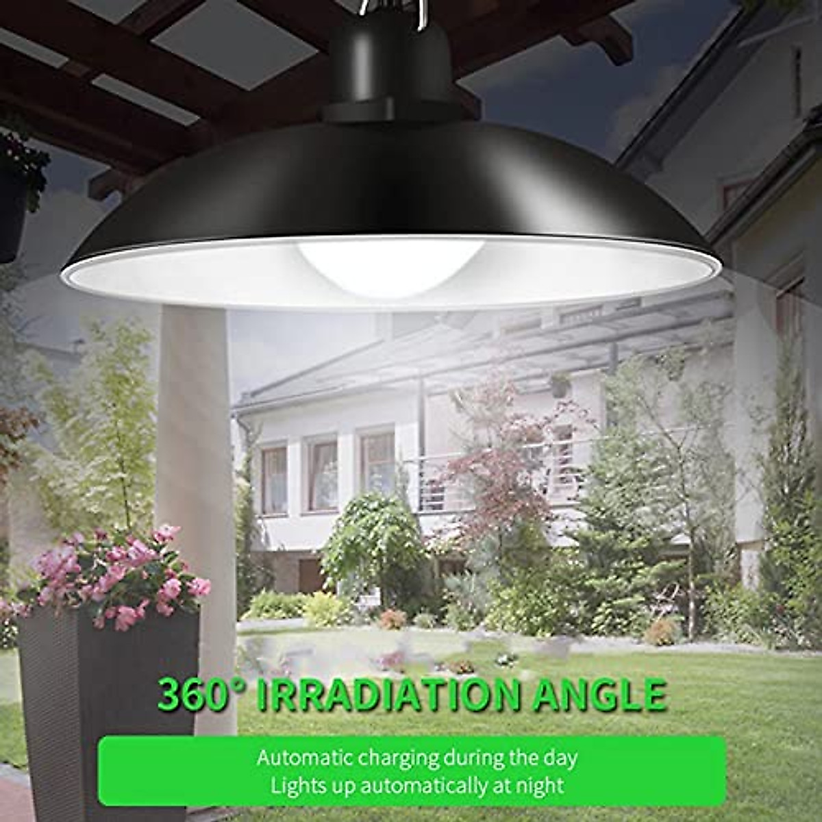 LAPUTA Outdoor Solar Light - Energy Saving ABS Waterproof Ceiling Lamp Remote Control 18 Hrs Lighting Single Double Head Solar Lamp for Home Garden Garage (Warm White Single-Head)
