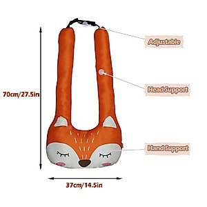 KAKIBLIN Multifunctional Portable Nursery Pillows for Car Seat, Head Support Stroller Pillow, Soft Organic Cotton Toddler Pillows for Sleeping and Feeding, Perfect for Travel, Toddler Cot,Orange