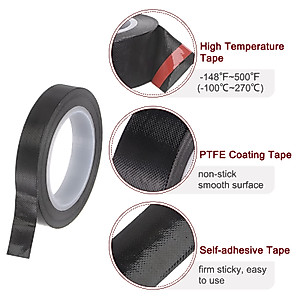 HARFINGTON Fabric PTFE Tape Roll, 0.4" x 33 ft High Temperature PTFE Adhesive Tape 0.13mm Thickness for Vacuum Sealer Machine Hand Impulse Sealers, Black