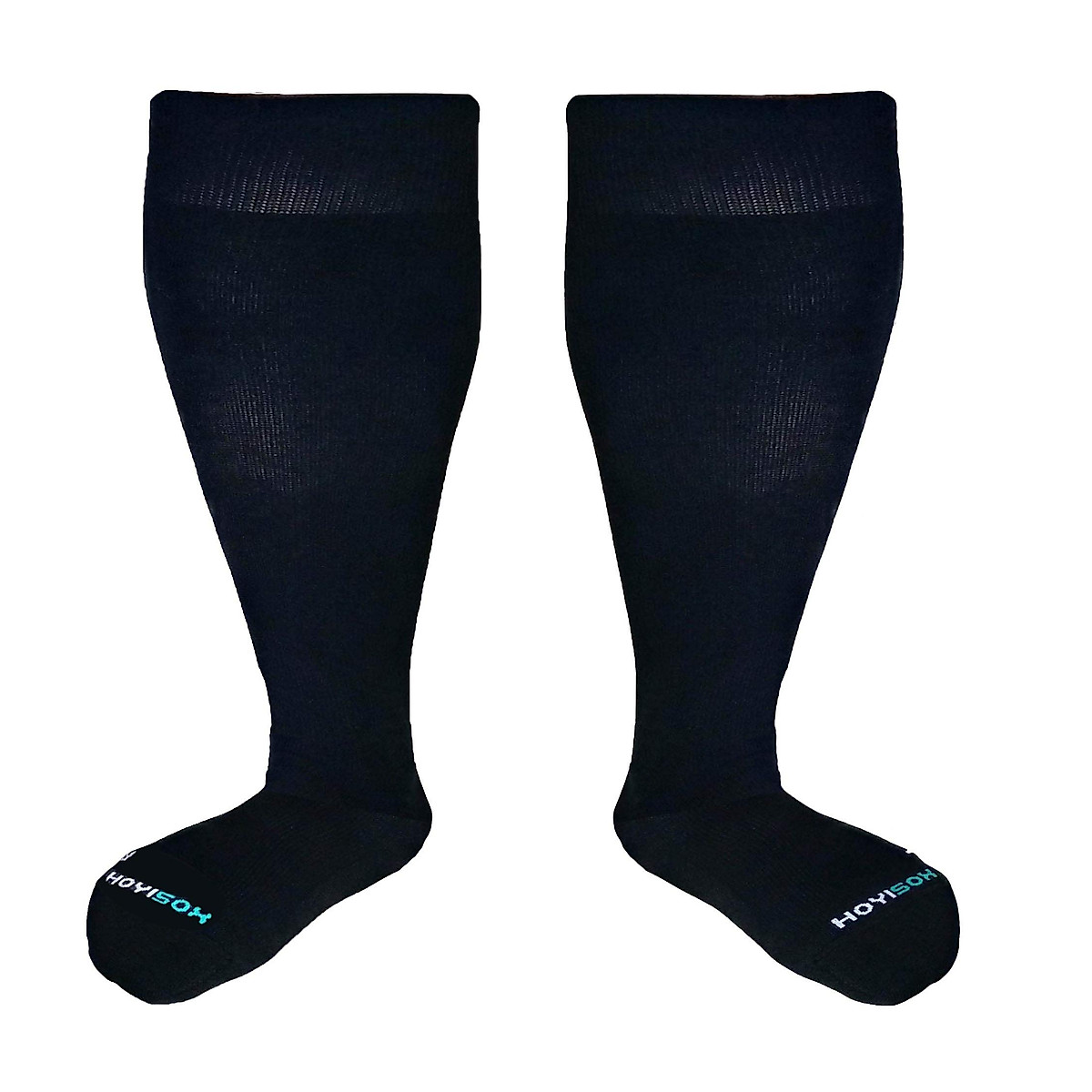 HOYISOX Big and Tall Compression Socks 20-30 mmHg, Comfortable Knee High Socks for Men and Women (as1, alpha, 4x_l, regular, regular, Black)