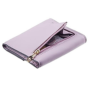 Travelambo RFID Blocking Small Mini Compact Wallet Coin Pouch Holder Trifold Credit Card Holder Pocket Purse for Women (Napa Purple)