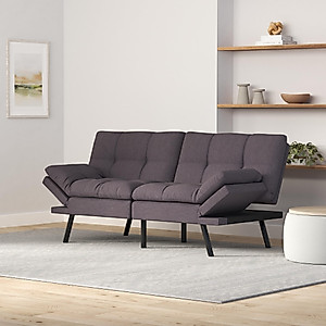 MUUEGM Futon Sofa Bed Convertible Futon Couch Bed Memory Foam Modern Sofa Couch Sleeper Sofa Love Seat with Adjustable Armrests Couches for Living Room Offices Apartments Small Spaces,Grey