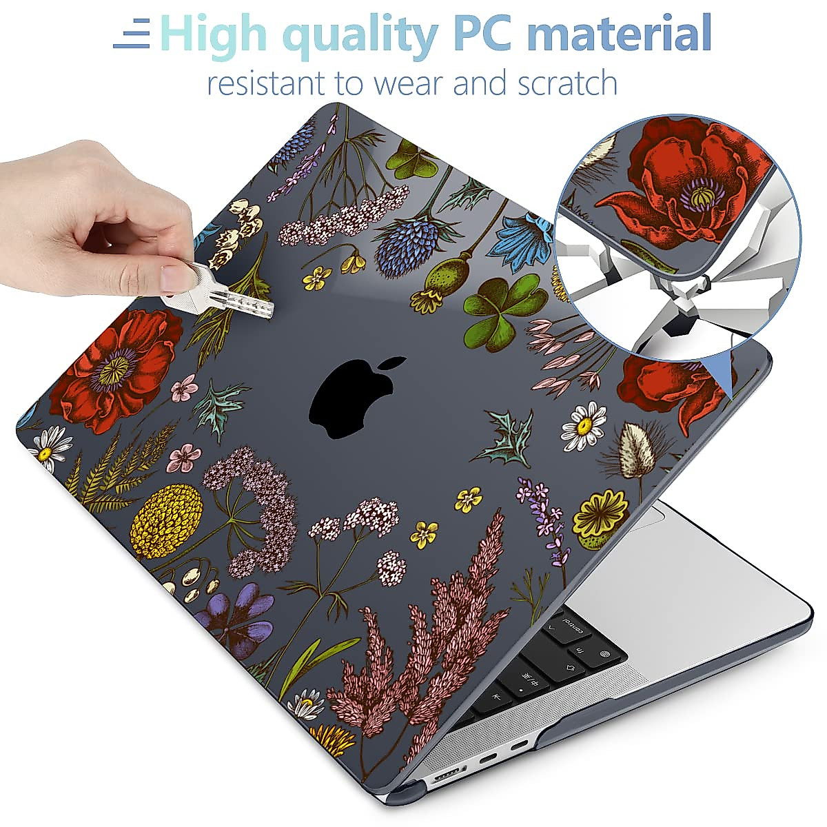 MEEgoodo for MacBook Air M3 M2 Case 2024 2022,Fit Model A3113 A2681, Clear Case for MacBook Air 13.6 inch, Laptop Hard Shell Cases with Keyboard & Webcam Cover & Screen Protector, Clover
