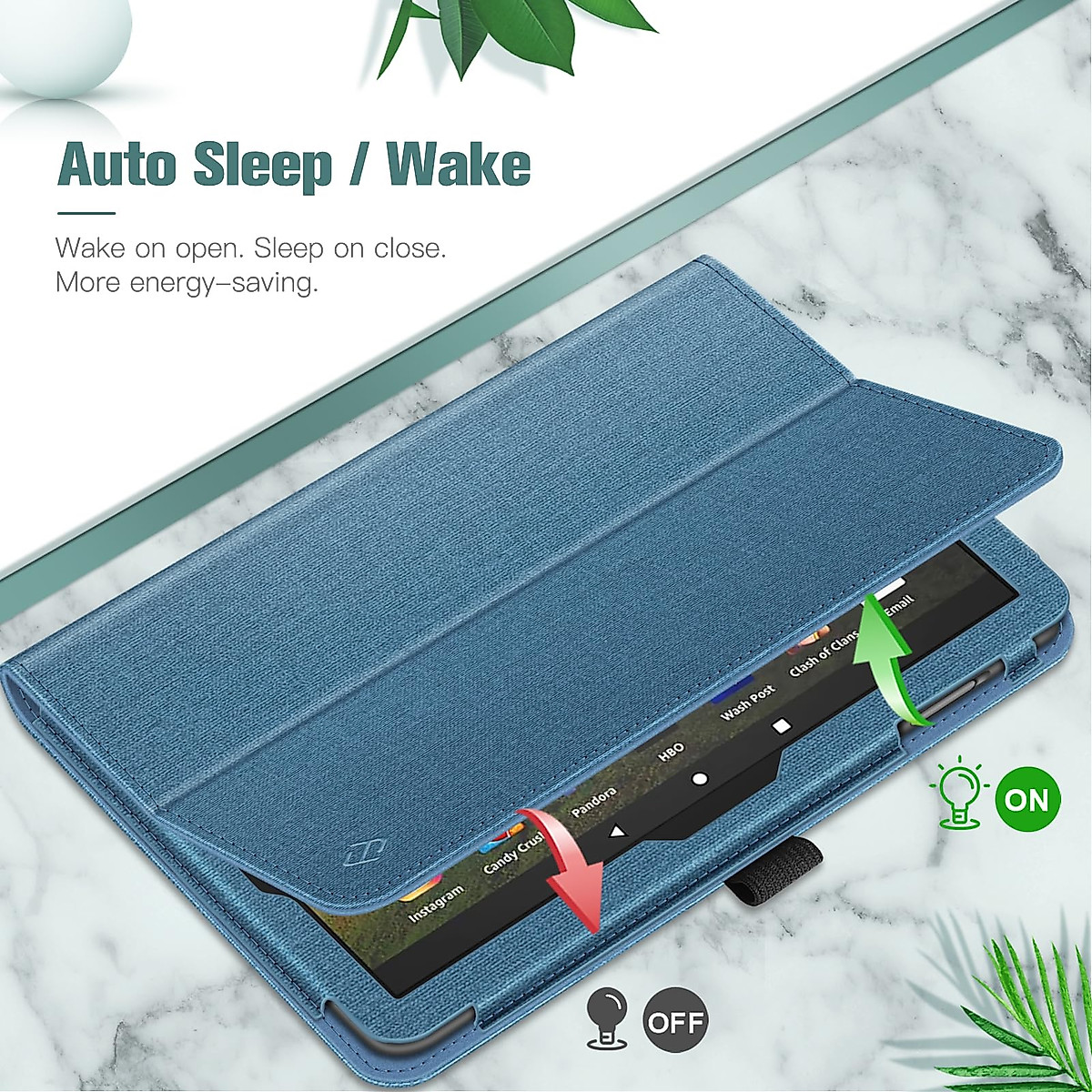 Fintie Folio Case for Amazon Fire HD 8 & Fire HD 8 Plus Tablet (Fits Both 12th/10th Generation, 2022/2020 Release)- Slim Fit Premium Vegan Leather Standing Cover with Auto Sleep/Wake, Twilight Blue