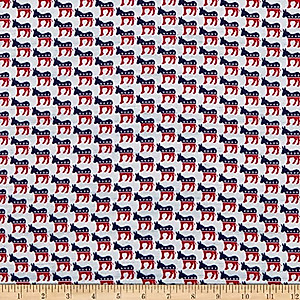 Benartex Your Vote Counts Donkeys Multi, Fabric by the Yard