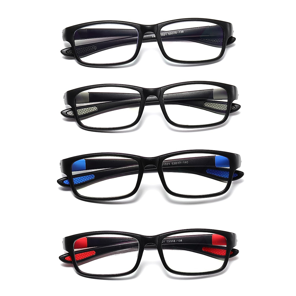 JOON-joon Reading Glasses Men 4 Pairs Ultra Light TR90 Sports Style Blue Light Blocking Readers+3.0
