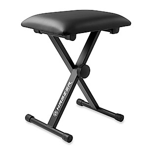 Hamzer 61-Key Electronic Keyboard Portable Digital Music Piano with Lighted Keys, H-Stand, Stool, Headphones, Microphone, & Sticker Set