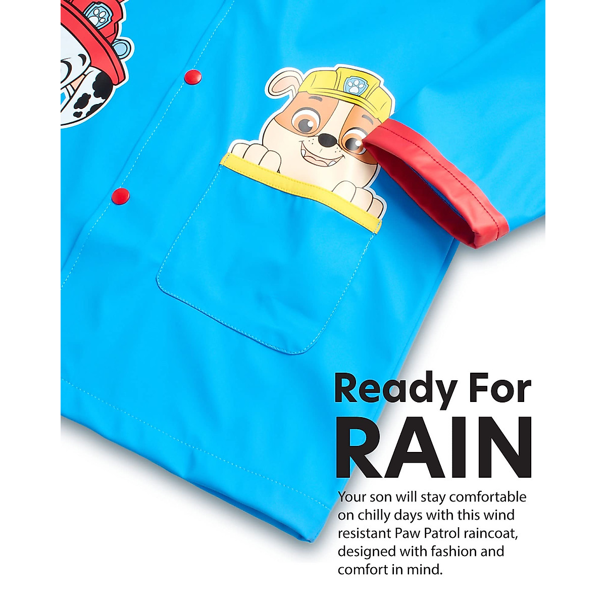 Nickelodeon Boys' Rain Jacket - Hooded Slicker Shell Raincoat: Baby Shark, Paw Patrol (Size: 4-7), Size 4/5, Paw Patrol