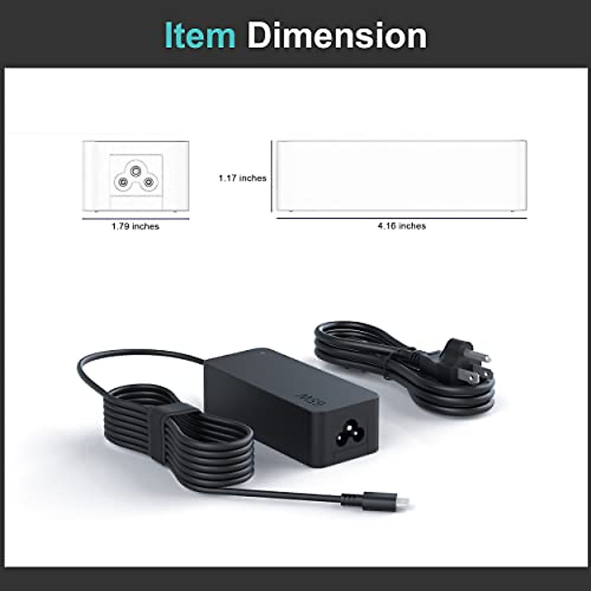 65W AC Charger Fit for Dell Vostro 13 5310 Inspiron 7415 2-in-1 5310 13 Laptop Power Supply Adapter Cord