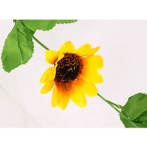 Charmly Pack of 2 Artificial Sunflower Garland Fake Silk Sunflower Vine Home Wedding Party Garden Decor Each Vine 12 Flower Heads Each 8 ft Long