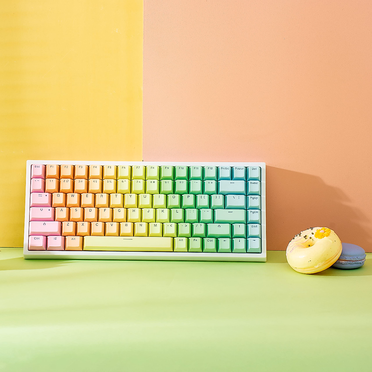 YUNZII Rainbow 84 84-Key RGB Hotswap Wired Mechanical Gaming Keyboard with PBT Shine Through Keycaps for Mac/Win/Gamers (Gateron Brown Switch, Rainbow)