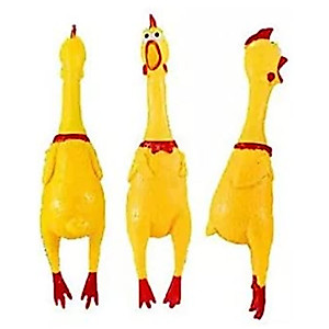 HomeNite 4 Pack Large Screaming Chicken Toy Big Rubber Squawking Chicken 12 inch