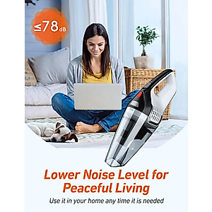 Handheld Vacuum Cordless Rechargeable, 8500Pa Powerful Handheld Vacuum Cleaner for Wet&Dry Use, Portable Handheld Vacuum Cleaner for Car/Home/Pet Hair Cleanup, Vac with Charging Dock&2 HEPA Filters