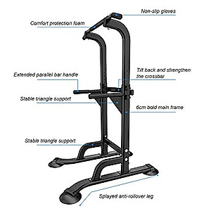 SogesPower Power Tower Dip Station Pull Up Bar for Home Gym Adjustable Height Strength Training Workout Equipment