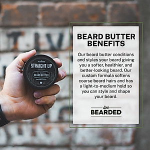 Live Bearded Beard Butter, 3 fl oz - Made in the USA - All-Natural Leave-in Conditioner and Softener with Shea | Straight Up Unscented - Fragrance-Free