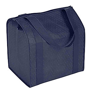 Hannah Large Capacity Heavy Duty Insulated Smart Shopping Bag - Strong Reusable Grocery Tote (2 Pack, Navy)