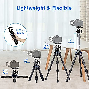 SIRUI AM-223 Carbon Fiber Camera Tripod Mini Travel Compact Tripod with 360° B-00K Ball Head, Arca Swiss Quick Release Plate, Loads up 15KG, Max Height 16", Folded Height 12.1"