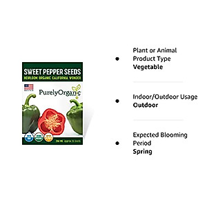 Purely Organic Products Purely Organic Heirloom Sweet Pepper Seeds (California Wonder) - Approx 35 Seeds