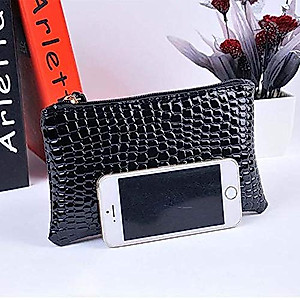 Women PU Leather Clutch Handbag Bag Coin Purse,Birthday Women Girl Gifts (Black, One Size)