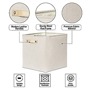 Bidtakay Fabric Storage Cubes Baskets Large 13x13 Set of 4 Soft Storage Bins for Shelves Clothes Toy Storage Collapsible Baskets for Linen Closet Organization Cube Bins for Nursery Home (Light Beige)