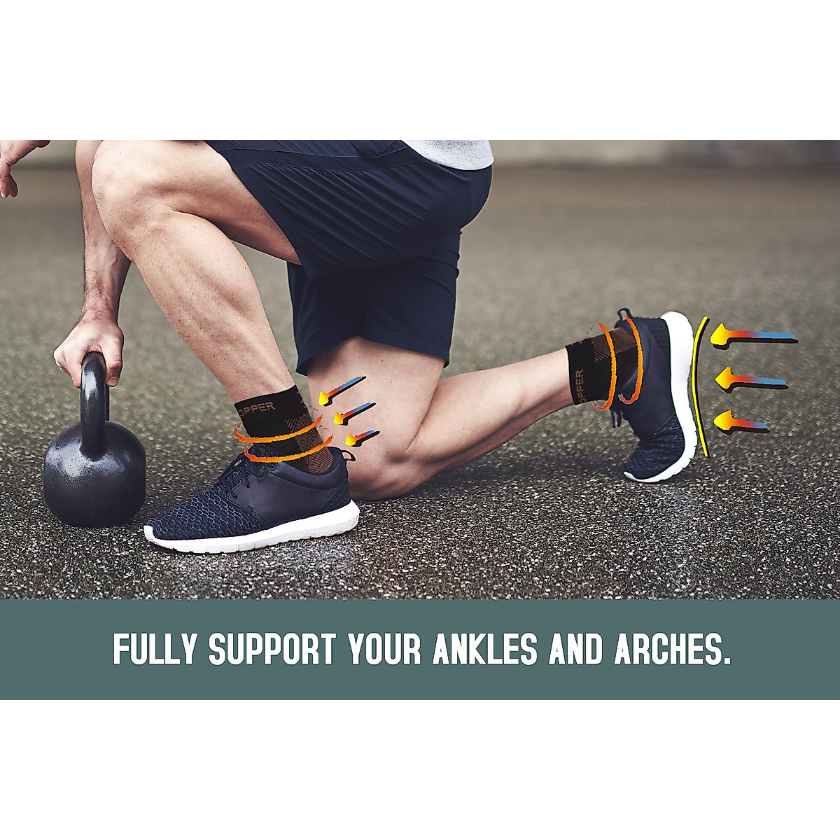 THX4COPPER Compression Recovery Foot Sleeve for Men&Women, Copper Infused Plantar Fasciitis Socks for Arch Pain, Reduce Swelling & Heel Spurs, Ankle Sleeve with Arch Support - Medium