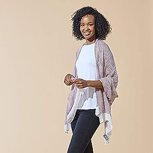 Hadley Wren Women's Lightweight Summer Insect Shield Scarf, Red Stripes, One Size